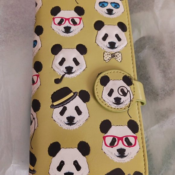 unknown | Bags | Panda Faces Wallet Lime Green Wallet Clutch | Poshmark